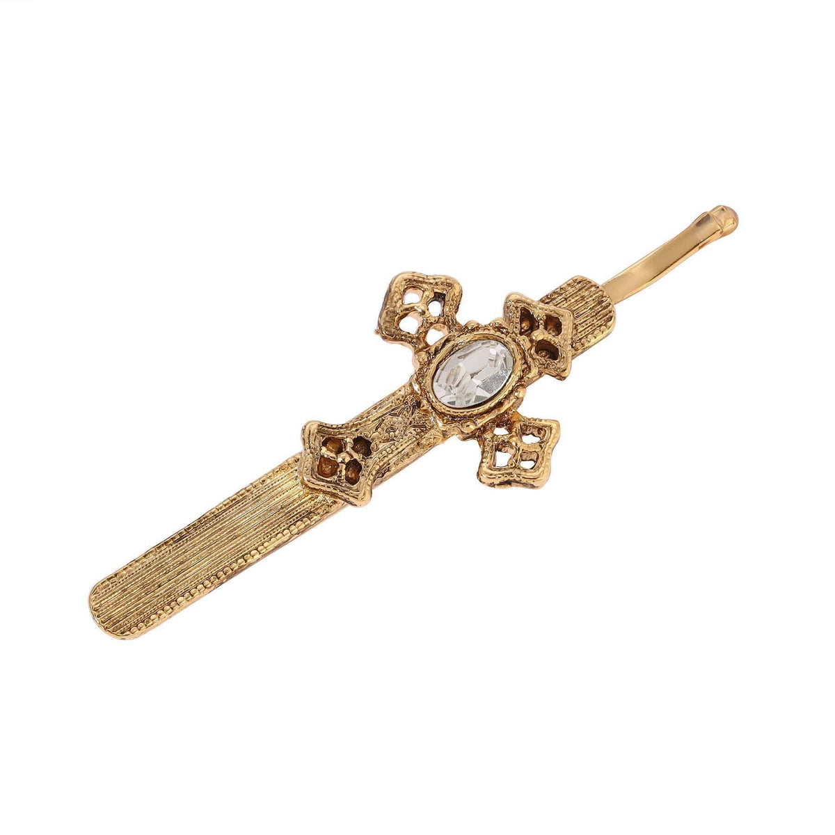 Oval Glass Crystal Cross Bobby Pin – 1928 Jewelry