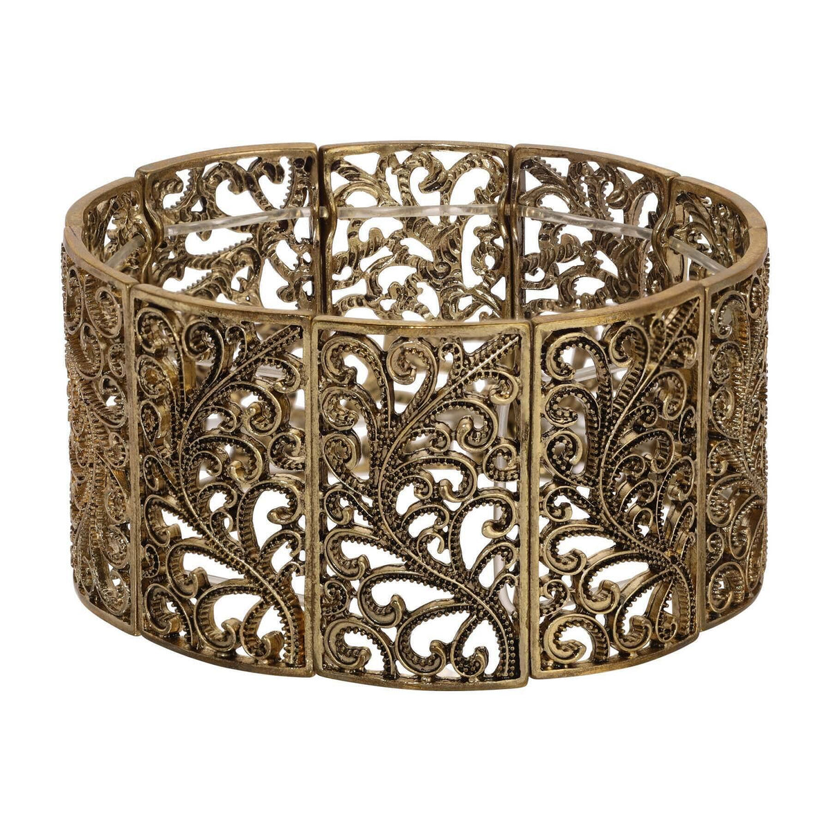 2028 Jewelry Intricate Filigree Wide Stretch Bracelet – 1928 Jewelry