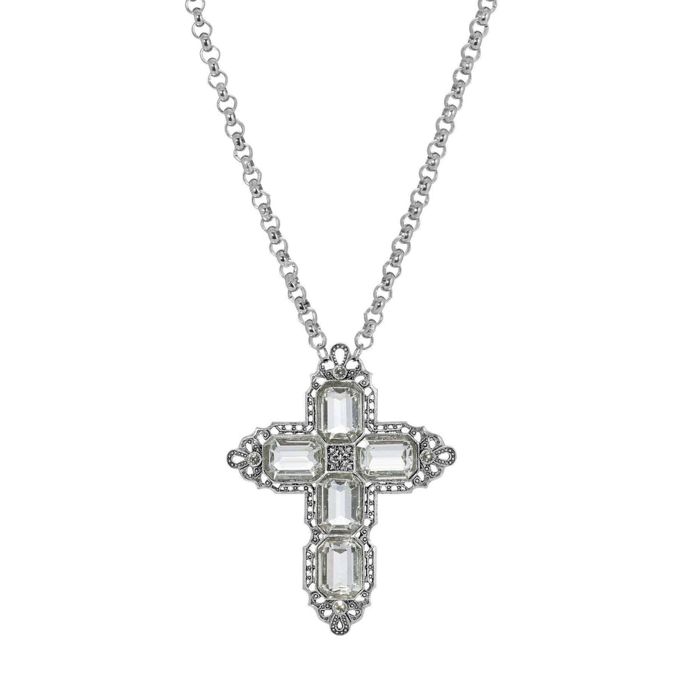 Symbols Of Faith Regal Filigree Crystal Cross Pendant Necklace 30 ...