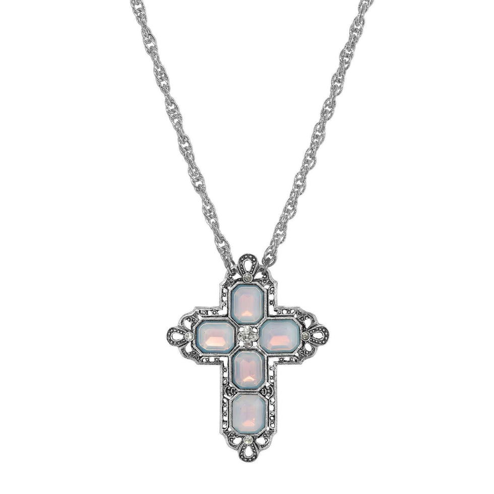 Symbols Of Faith Regal Filigree Crystal Cross Pendant Necklace 30 ...