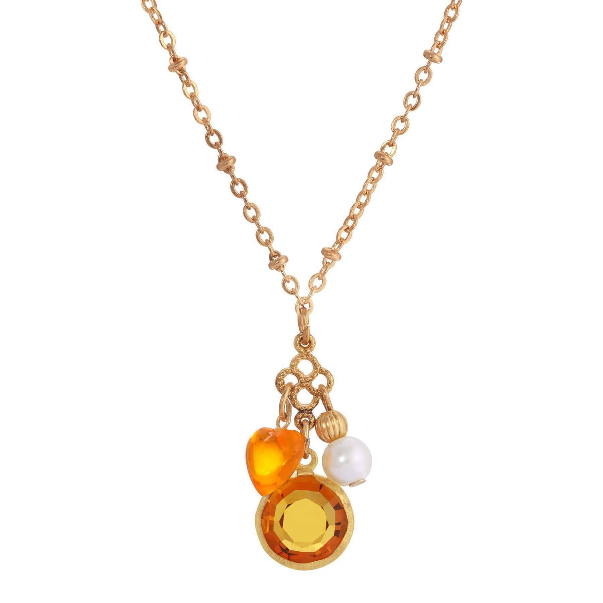 1928 Jewelry Channel Crystal Heart & Pearl Charm Pendant Necklace 16 ...