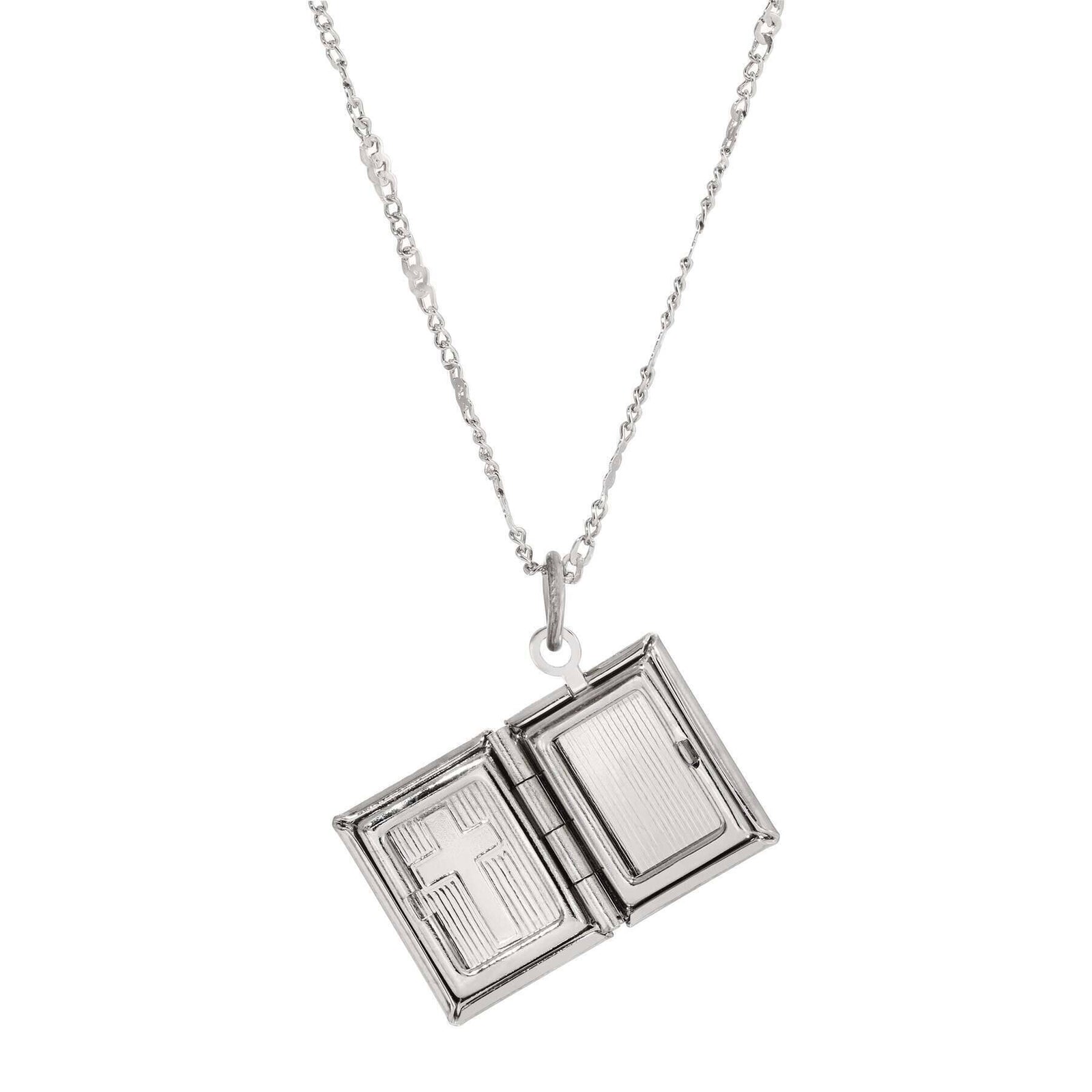 Symbols Of Faith Double Photo Locket Bible With Cross Pendant Necklace ...