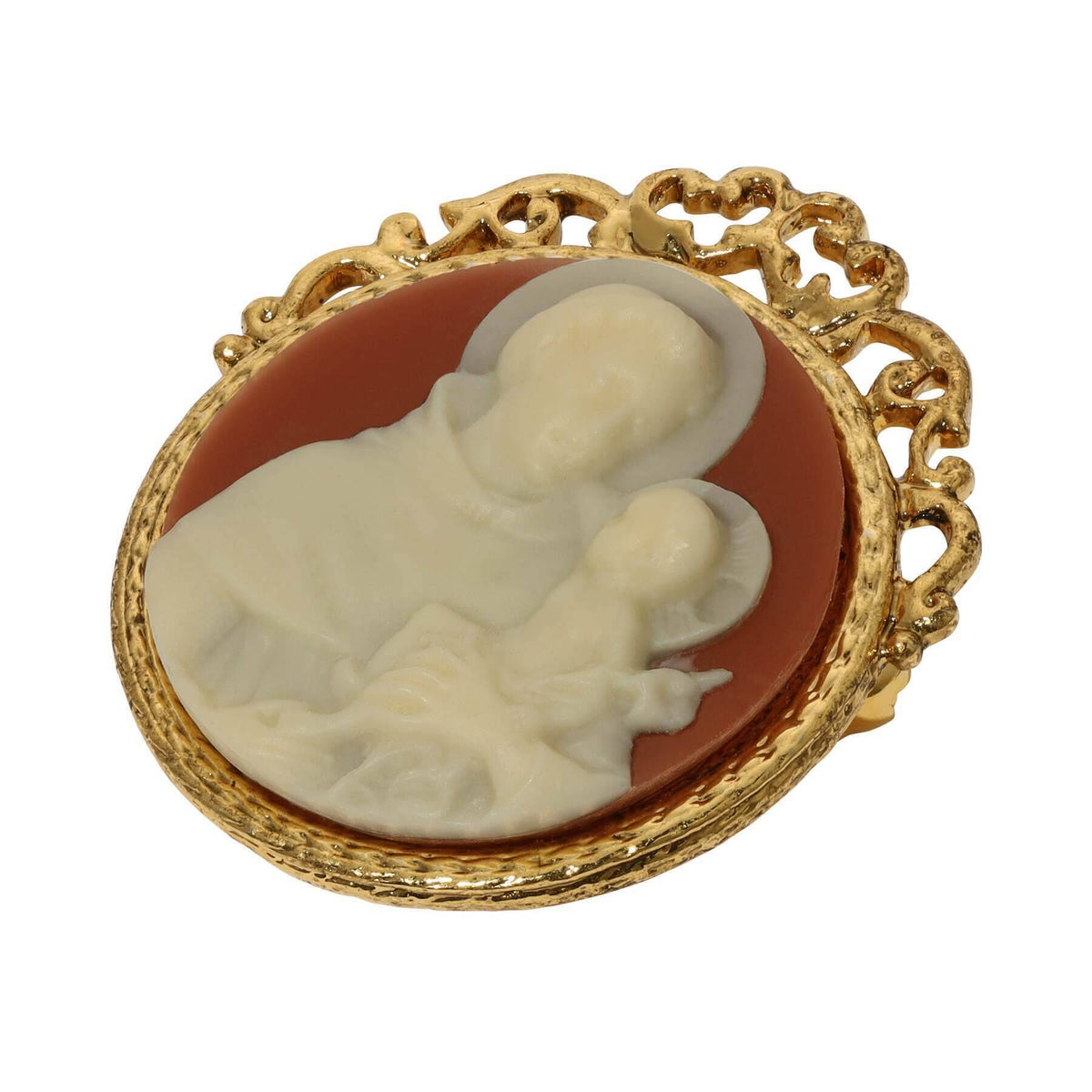 Symbols Of Faith St. Anthony Round Cameo Brooch – 1928 Jewelry