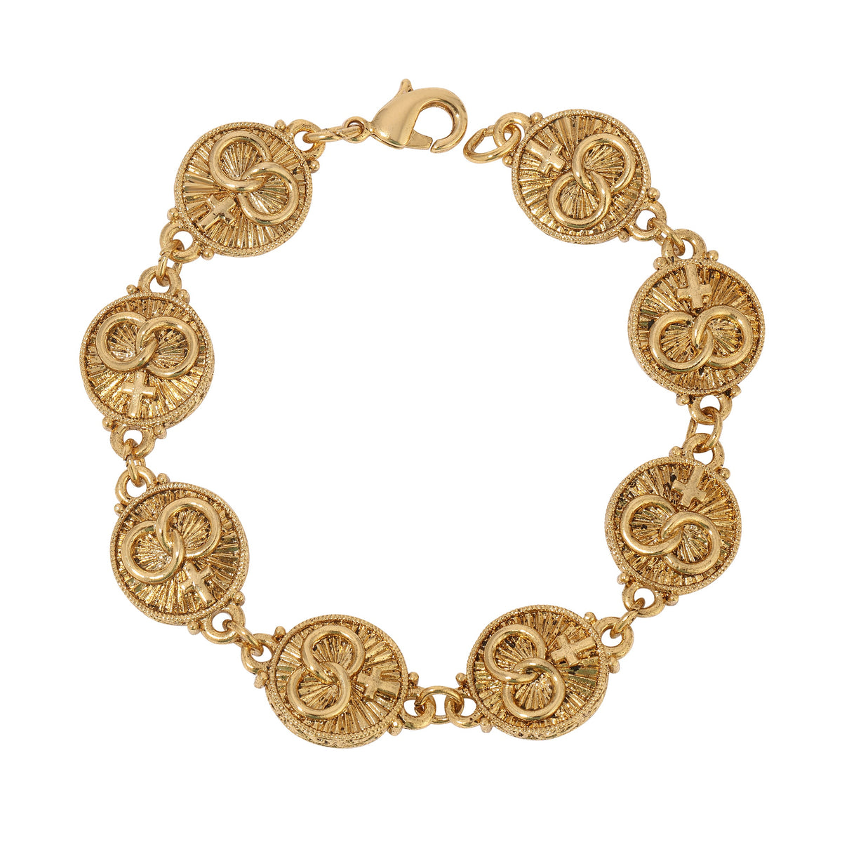 Symbols Of Faith Radiant Cross and Interlinking Rings Bracelet ...