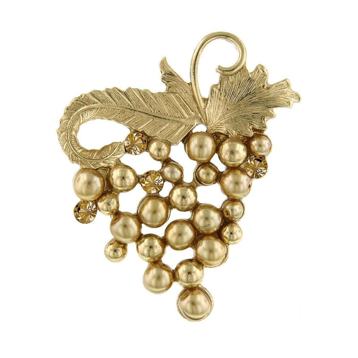 1928 Jewelry Winery Light Colorado Topaz Faux Pearl Grape Cluster Pin ...