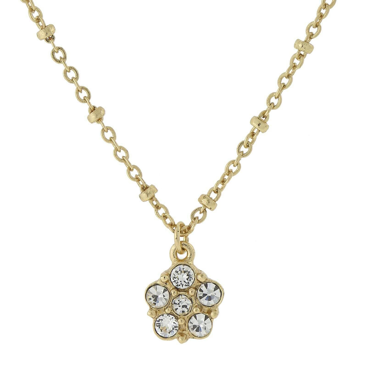 2028 Jewelry Clear Crystal Petite Flower Pendant Necklace 16" + 3" Ext ...