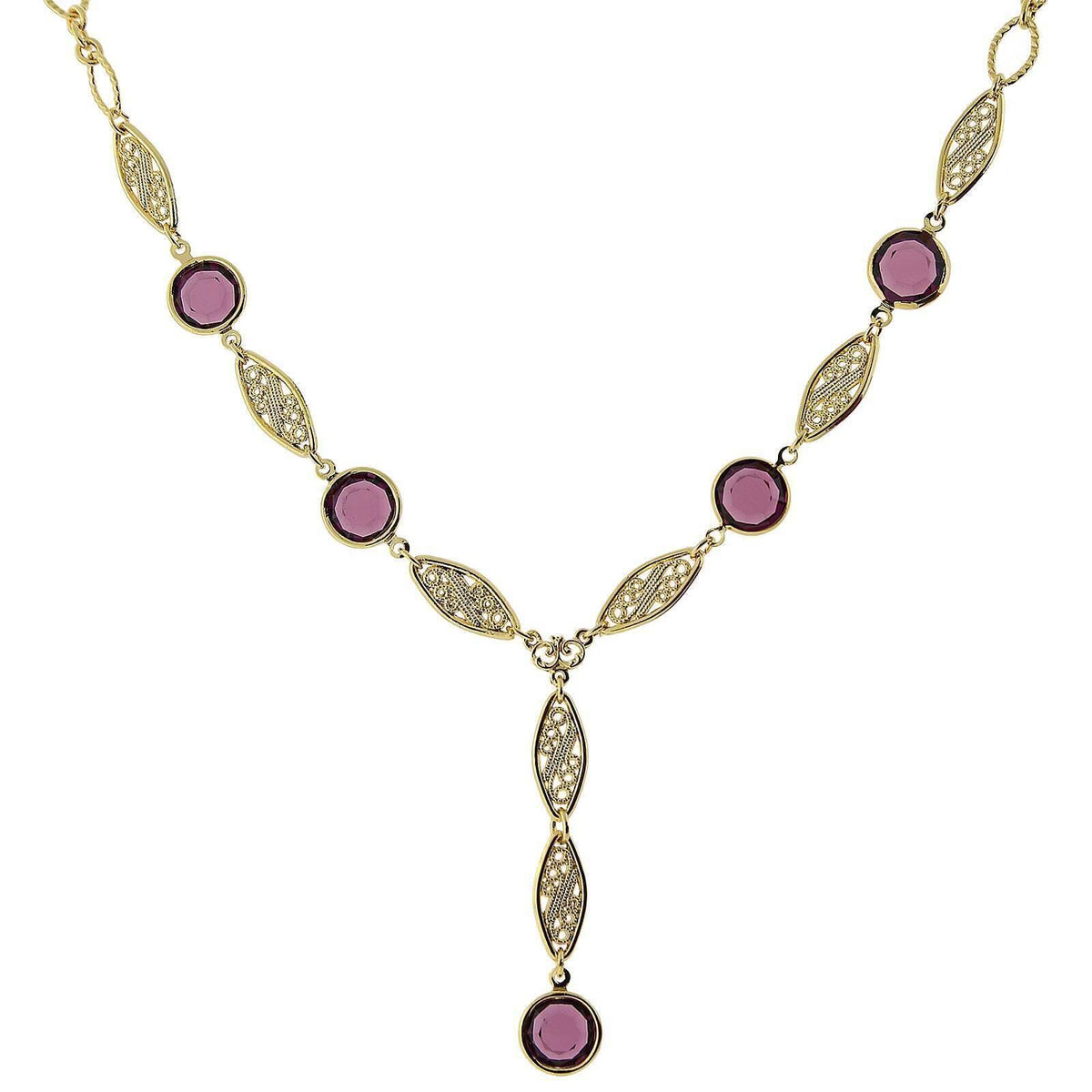 Amethyst Purple Austrian Crystal Channel Y-Necklace 16" + 3" Extender ...