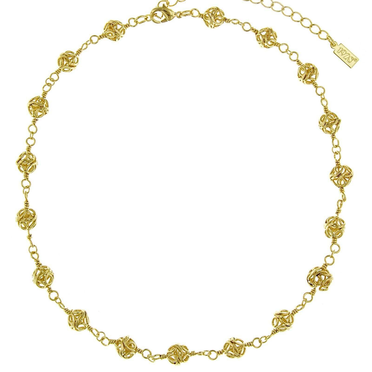 2028 Jewelry Gold Caged Filigree Beaded Necklace 15" + 3" Extension ...