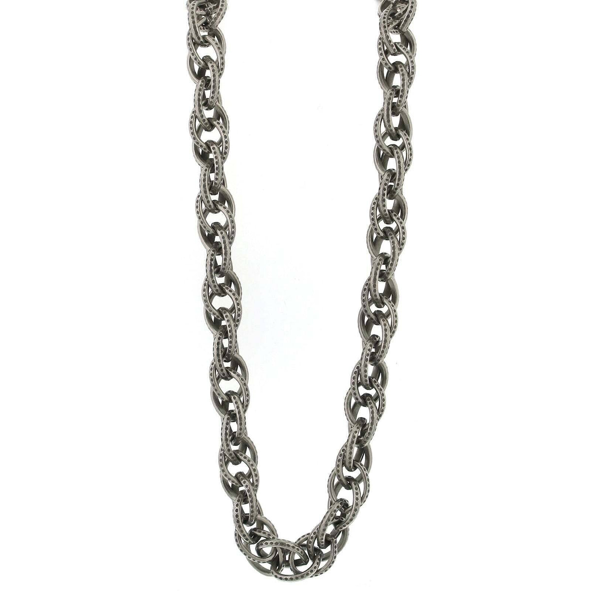 Silver Oval Textured Linking Chain Necklace 30" – 1928 Jewelry