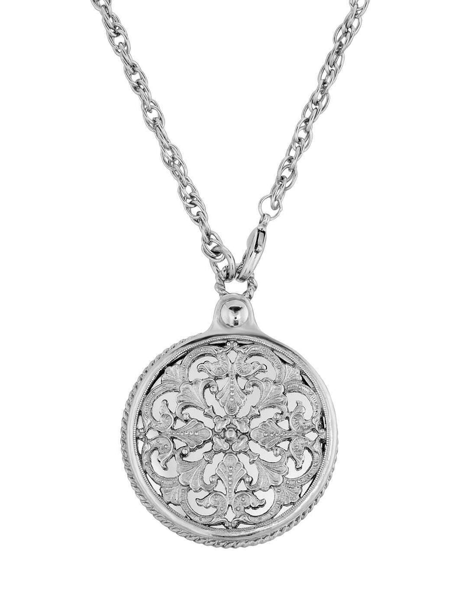 Antiquities Couture Monastery Mirror Pendant Necklace 32" – 1928 Jewelry