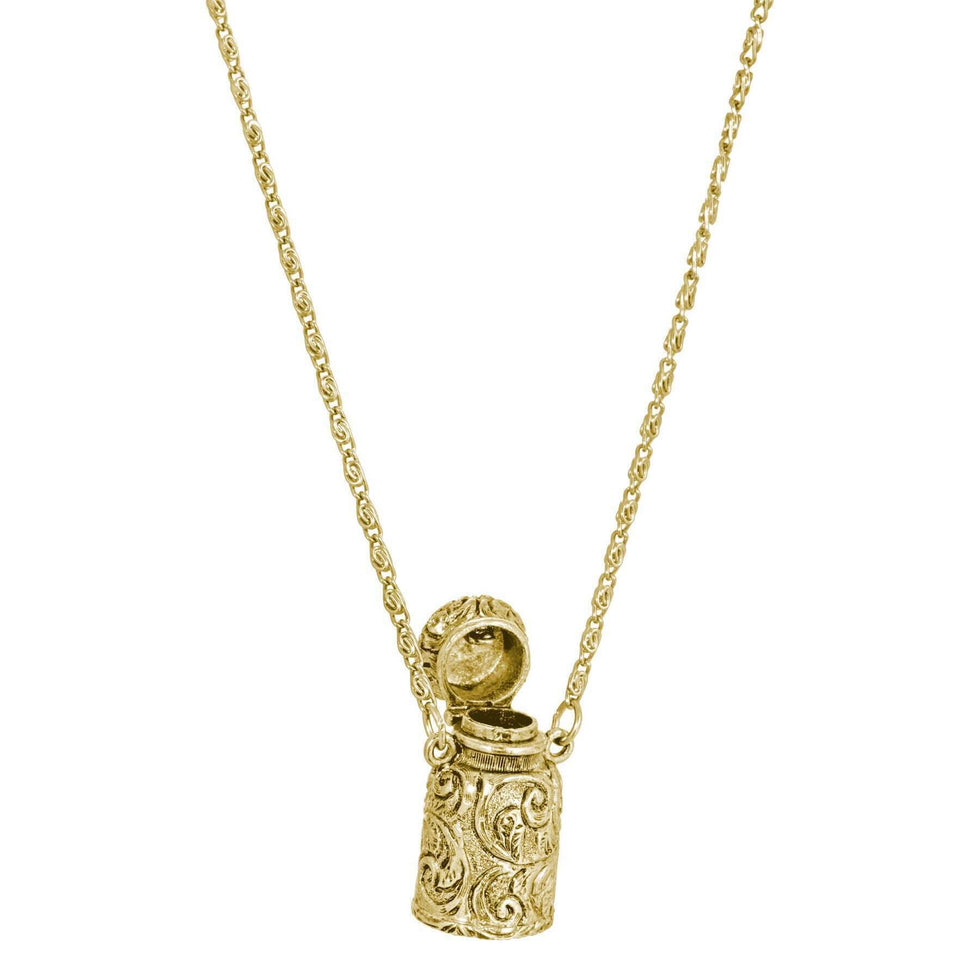 Etched Vine Jar Pendant Scroll Necklace 30" – 1928 Jewelry
