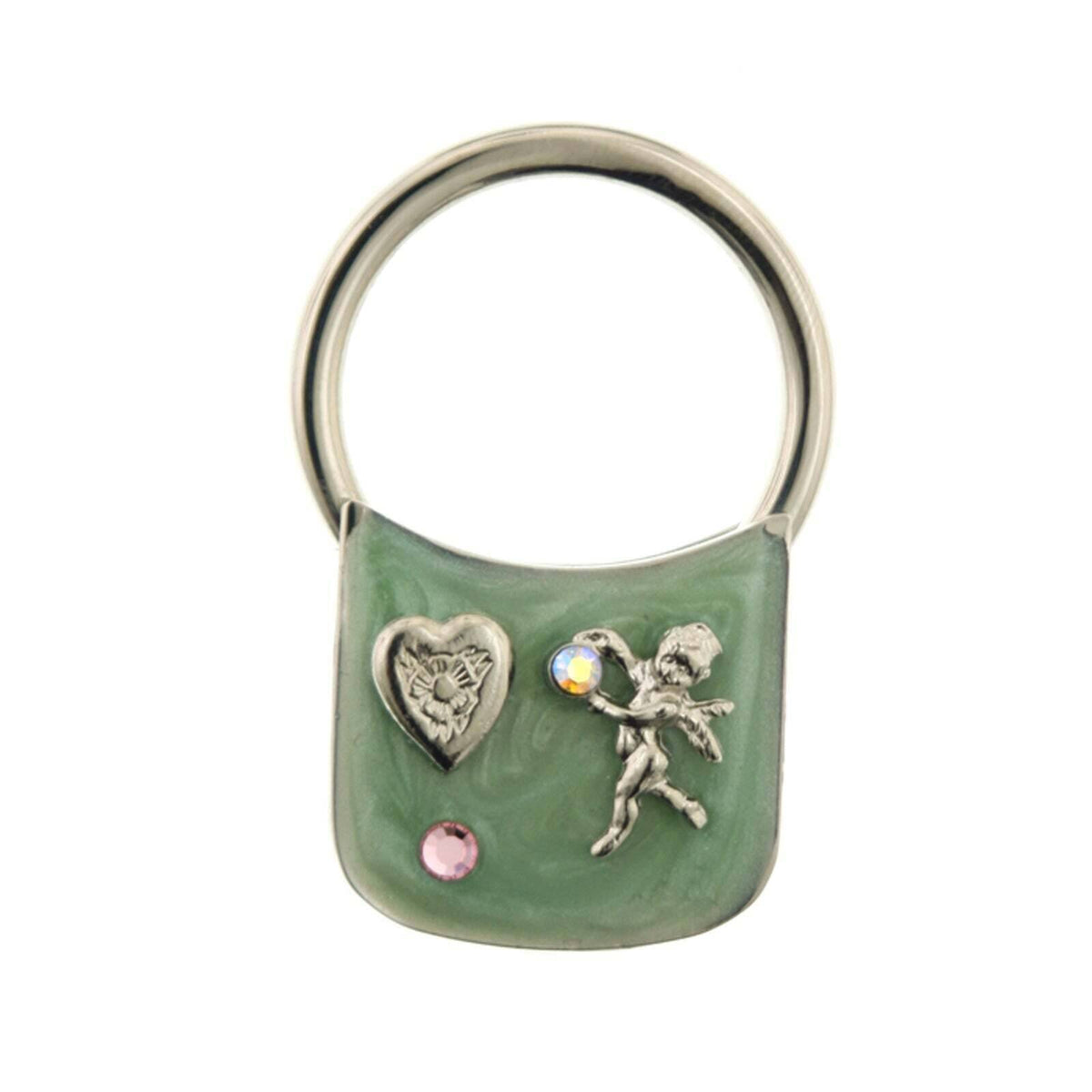 Enamel With Heart And Angel Ab Crystal Key Ring – 1928 Jewelry