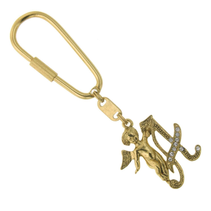 Crystal Accent Initial Angel Carabiner Key Chain – 1928 Jewelry