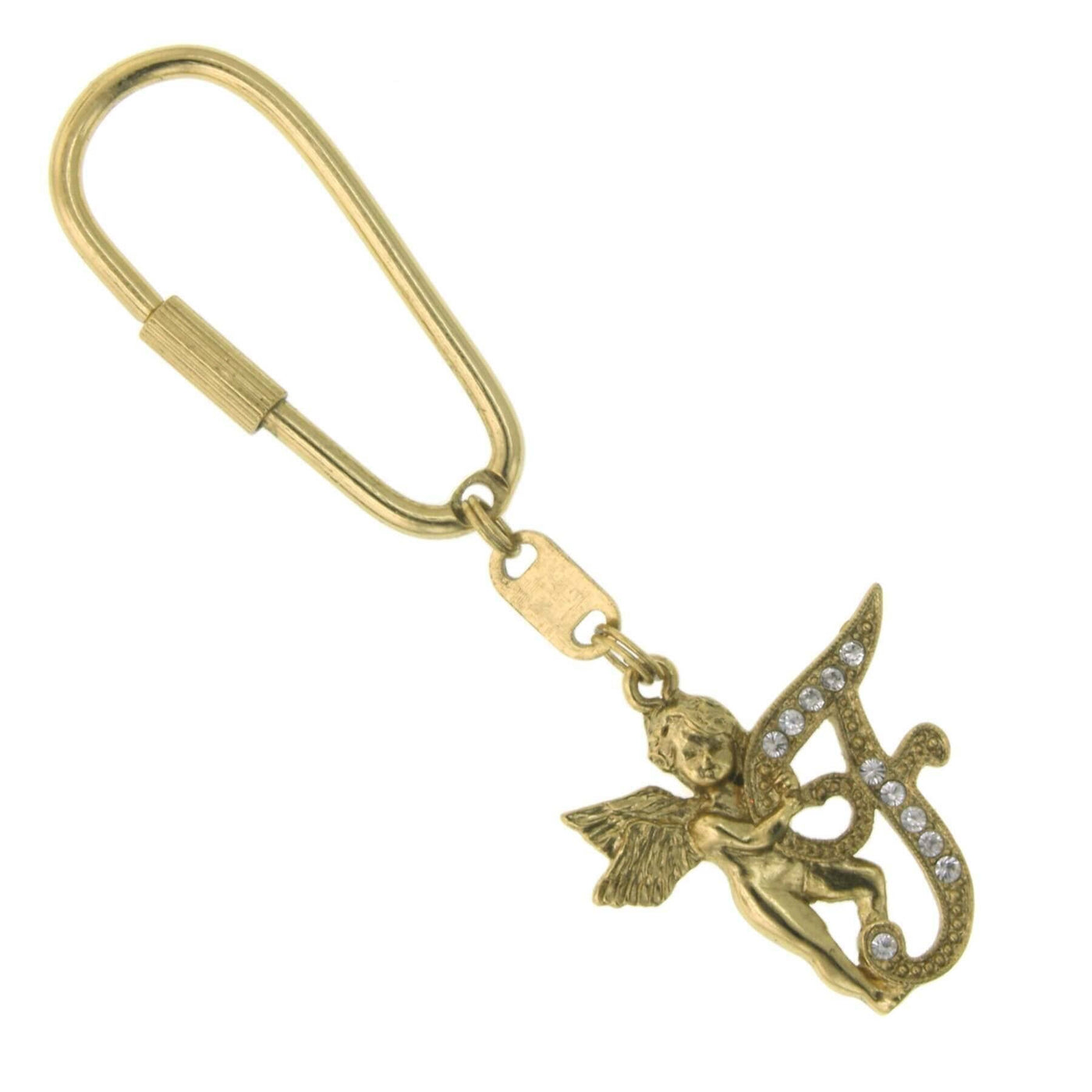 Crystal Accent Initial Angel Carabiner Key Chain – 1928 Jewelry