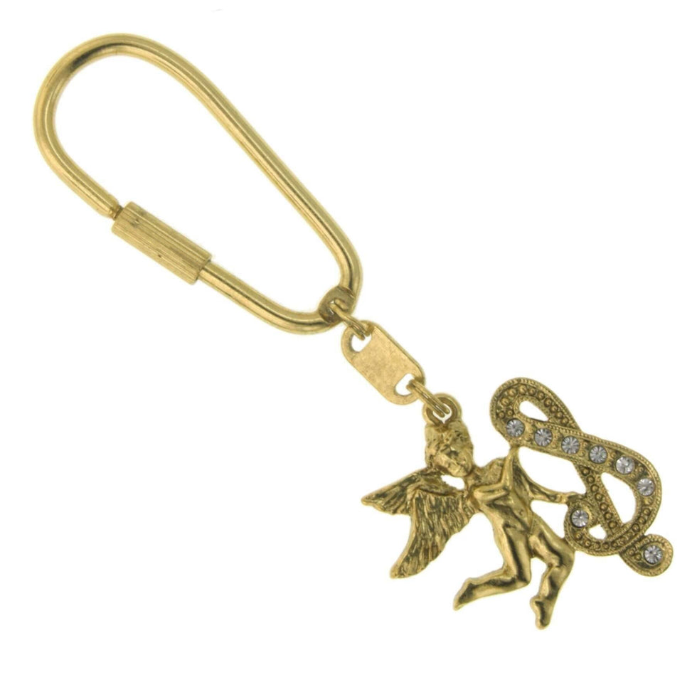 Crystal Accent Initial Angel Carabiner Key Chain – 1928 Jewelry