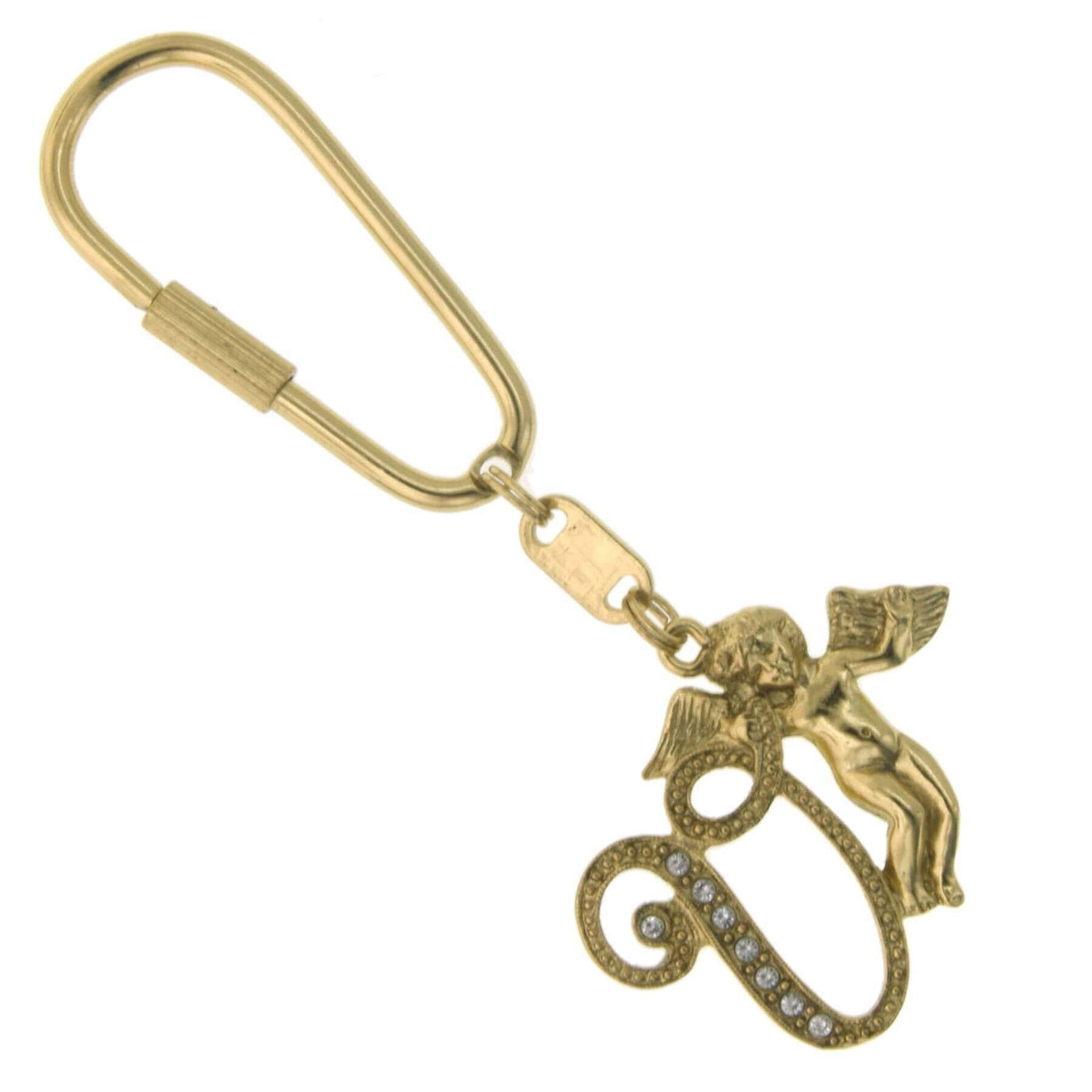 Crystal Accent Initial Angel Carabiner Key Chain – 1928 Jewelry