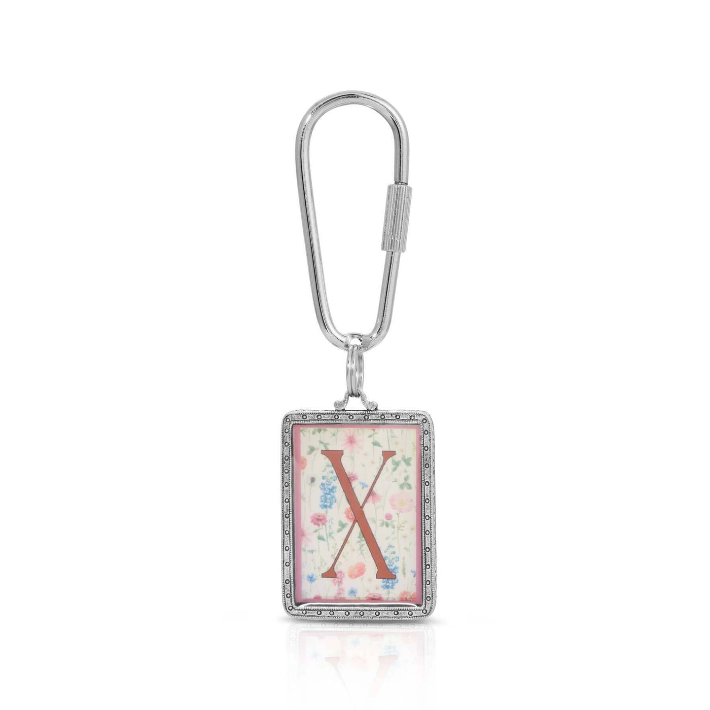 Pink Floral Motif Initial Carabiner Key Chain – 1928 Jewelry