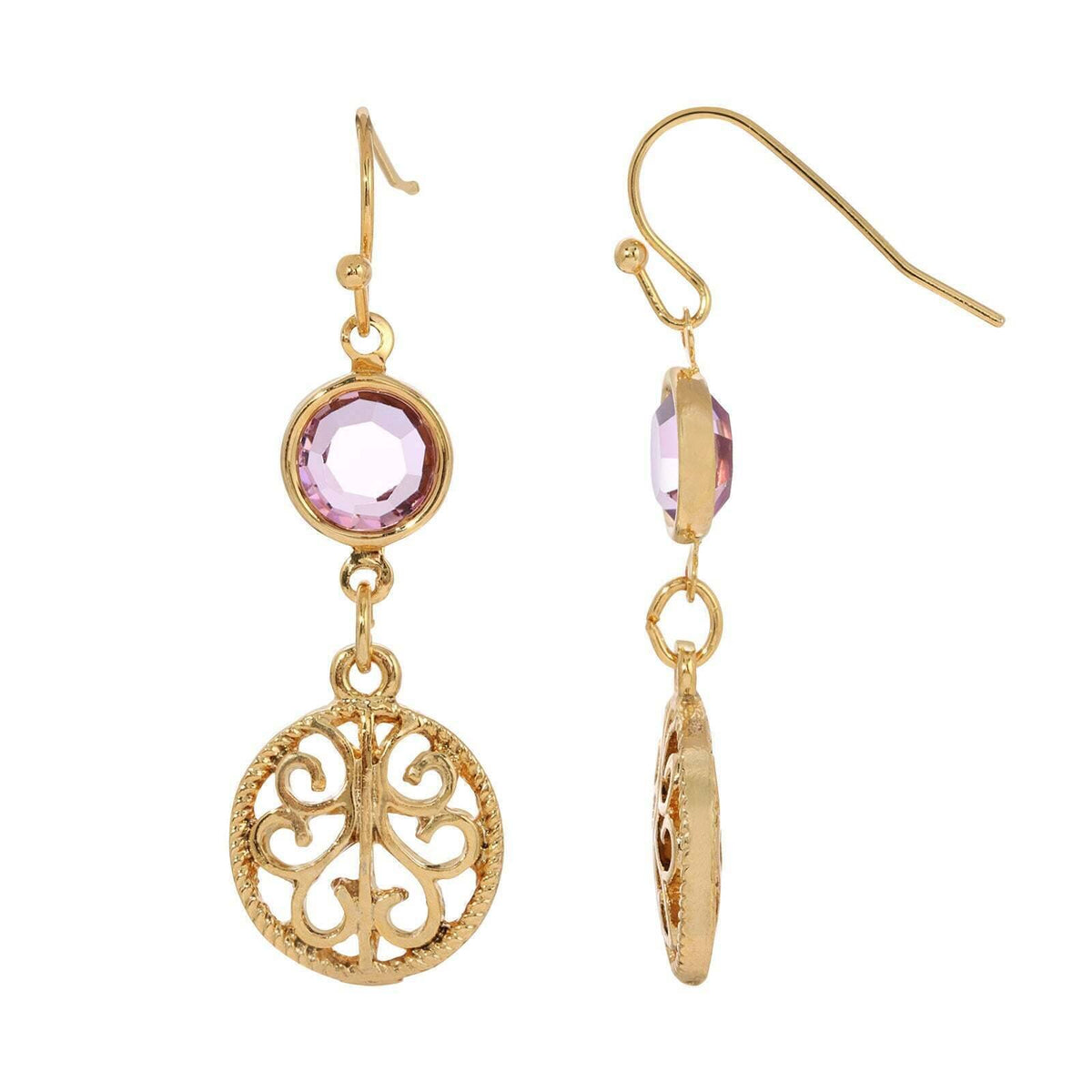Euro Channel Crystal & Filigree Dangle Earrings – 1928 Jewelry