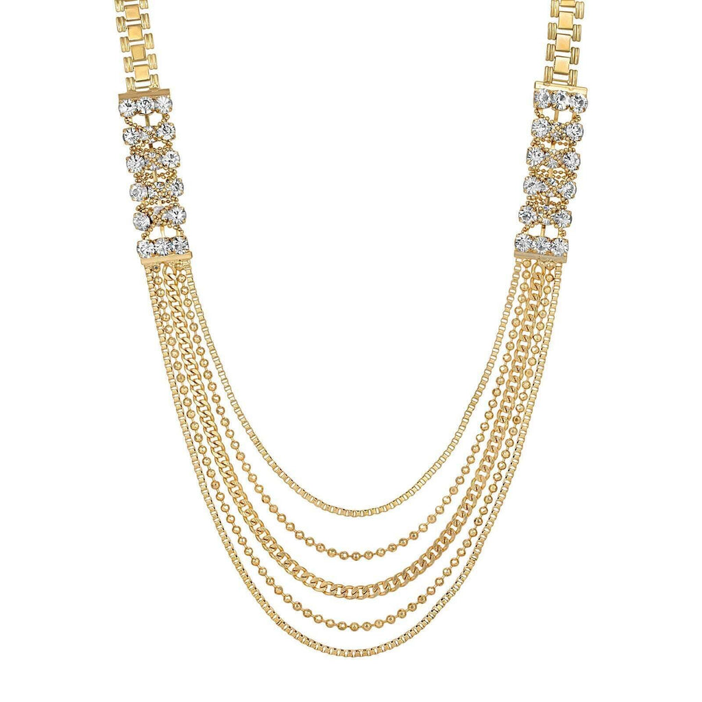 1928 Jewelry Geneva Gala Multi Link Chain Crystal Necklace 32"