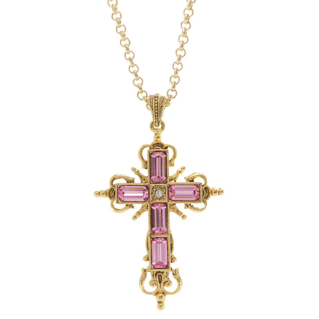Symbols Of Faith Cavlariae Crystal Cross Pendant Necklace 18" + 3" Ext ...