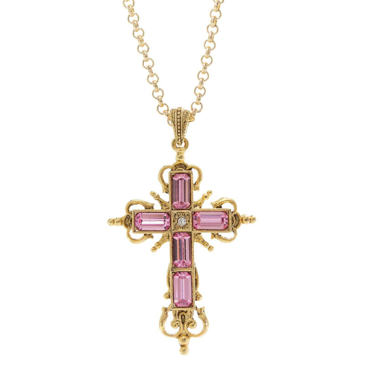 Symbols Of Faith Cavlariae Crystal Cross Pendant Necklace 18" + 3" Ext ...